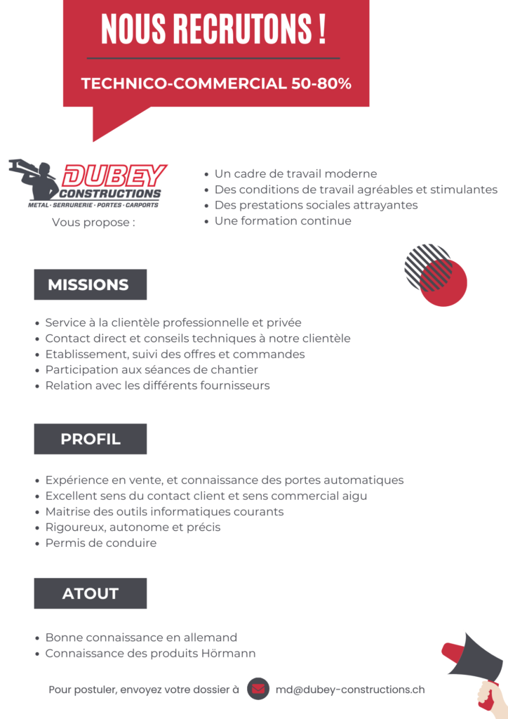 Rejoindre notre équipe - Dubey Constructions Sàrl